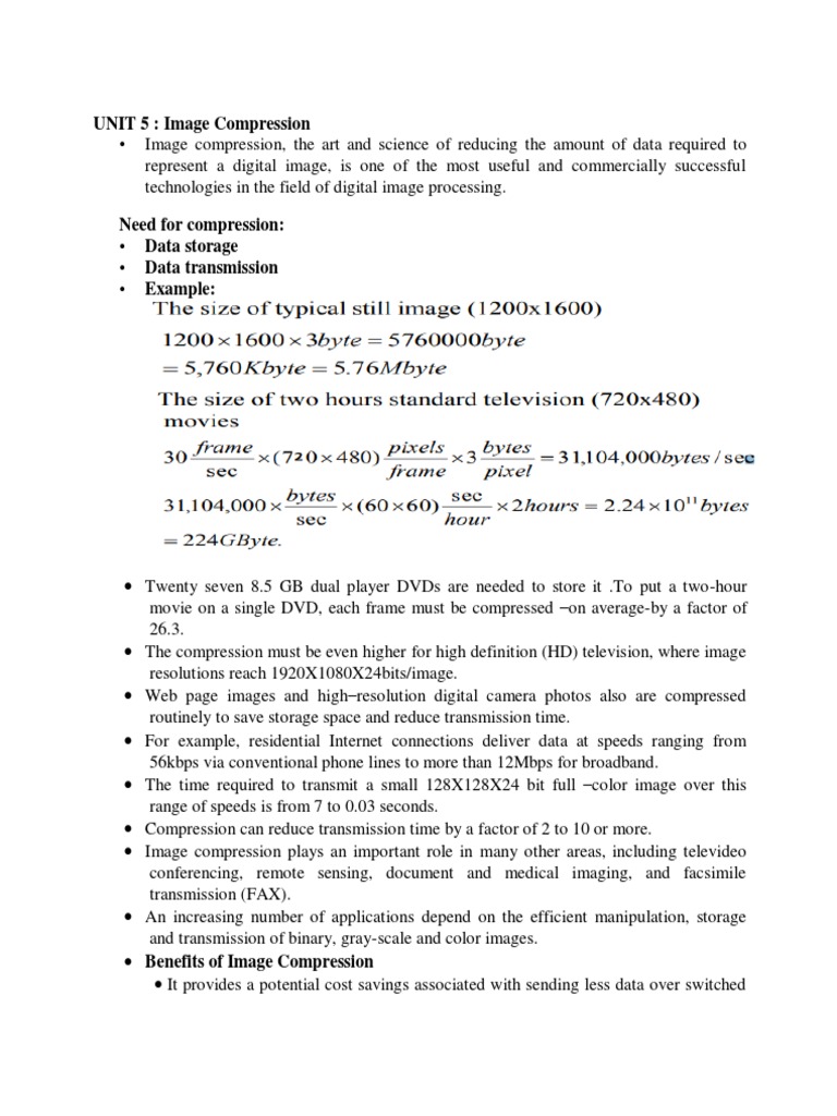UNIT 5: Image Compression | PDF | Data Compression | Code