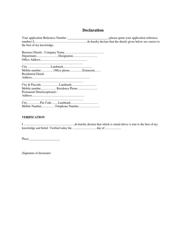OCI Application Declaration Form | PDF | Business | Finance & Money ...
