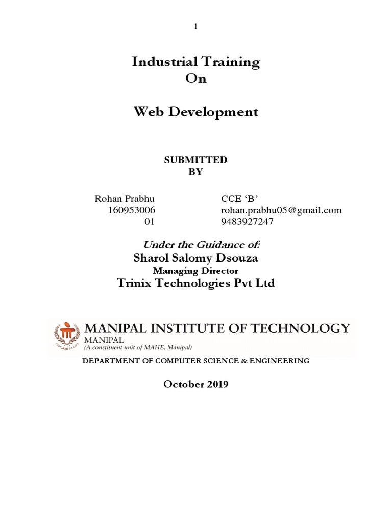 Industrial Training Pdf Bootstrap Front End Framework Cascading