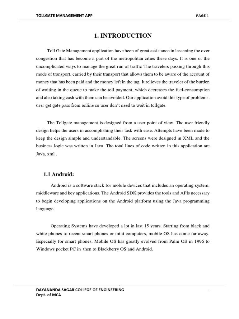 An Introduction to the Tollgate Management Android Application: Modules ...