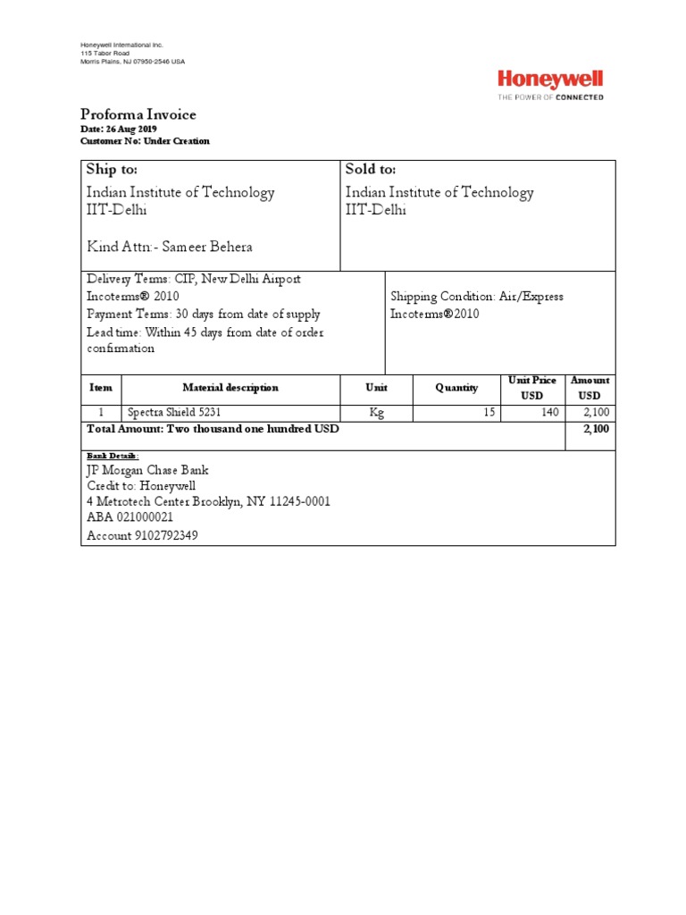 Proforma Invoice Ship To: Sold To | PDF | Contractual Term | Sales