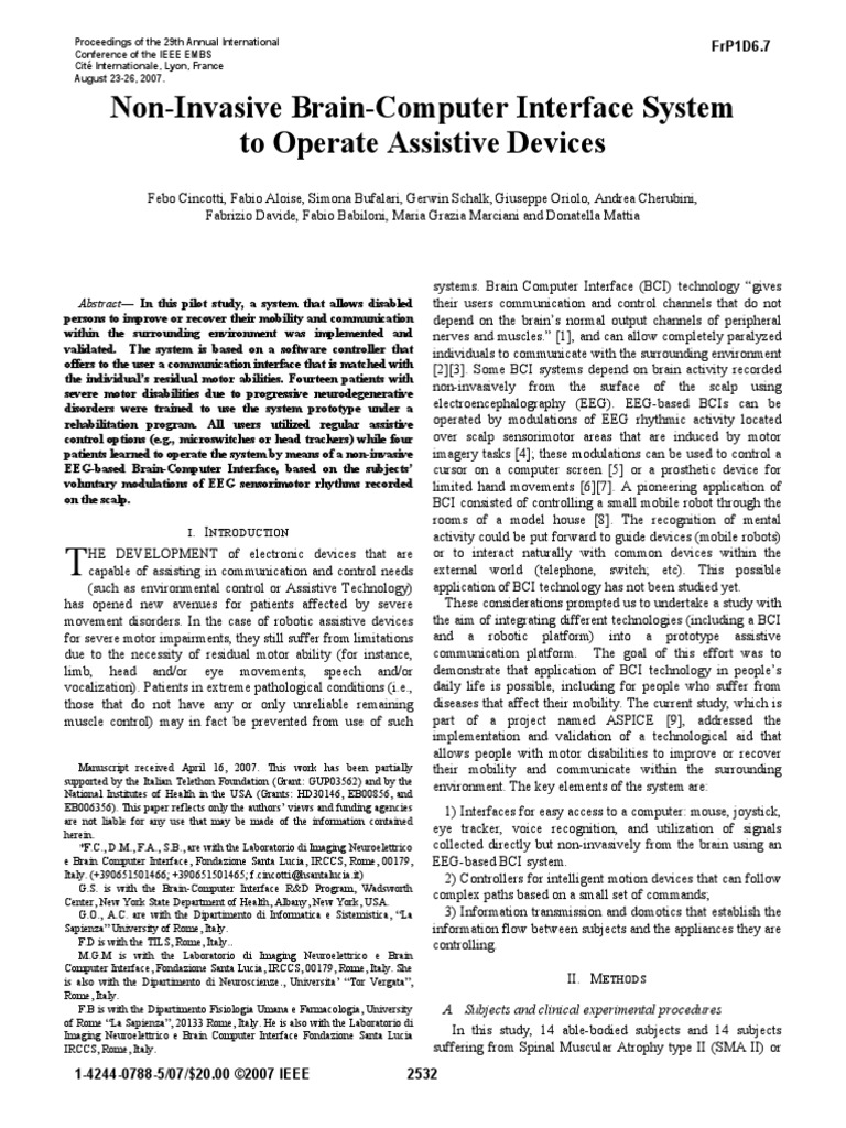 Non-Invasive Brain-Computer Interface System To Operate Assistive Devices | PDF ...