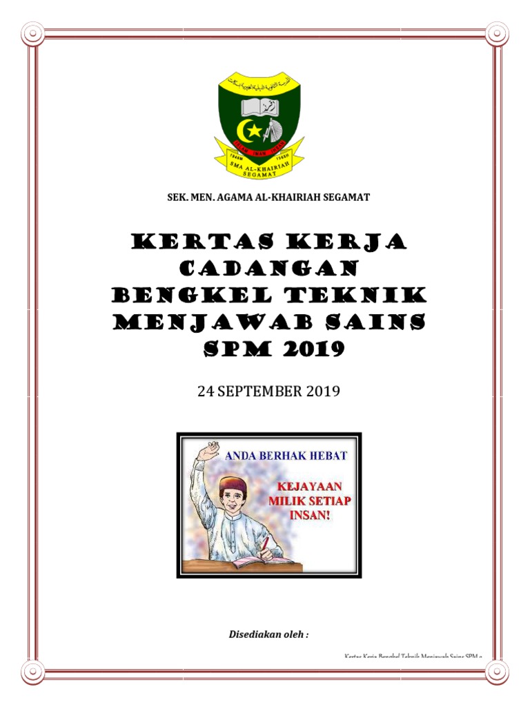 KERTAS KERJA Bengkel Teknik Menjawab Sains SPM 2019 | PDF | Karier & Perkembangan