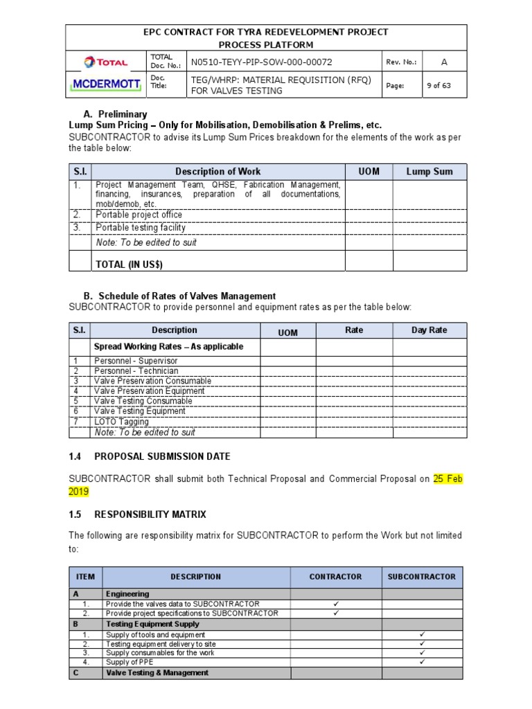 Valves Testing Matrix | PDF