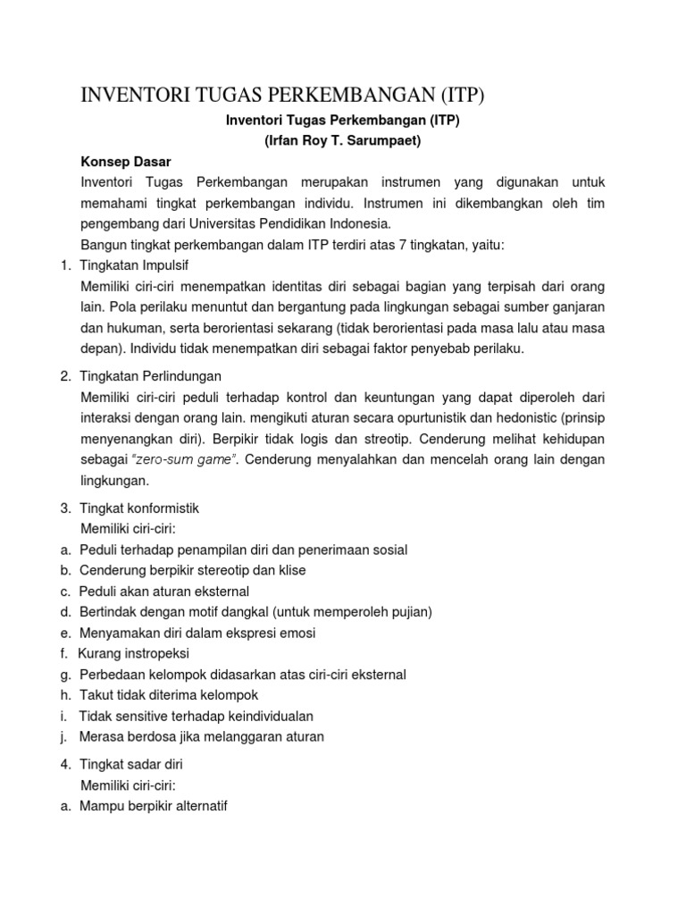 Ciri dan Instrumen ITP dalam BK | PDF | Karier & Perkembangan ...