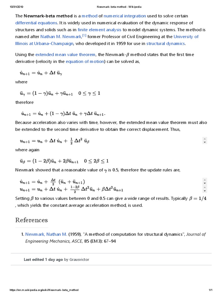 Newmark-Beta Method - Wikipedia | PDF