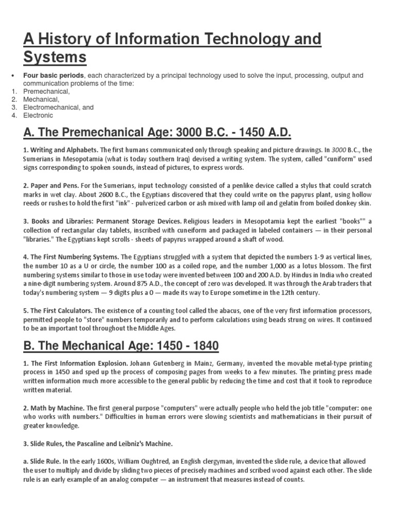 History of Information Technology | PDF | Office Equipment | Computer ...