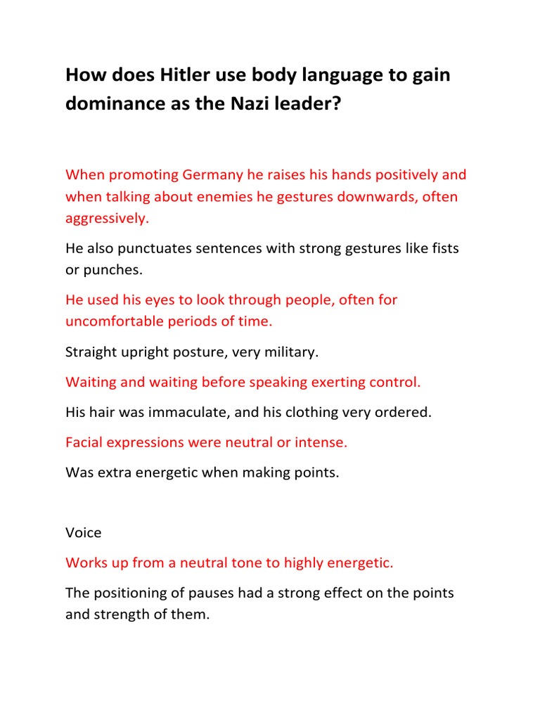Hitler's Body Language for Dominance | PDF | Language Arts & Discipline