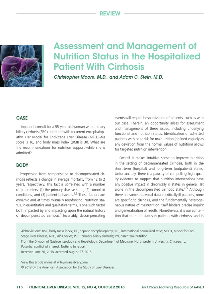 Moore Et Al-2018-Clinical Liver Disease | PDF | Cirrhosis | Nutrition