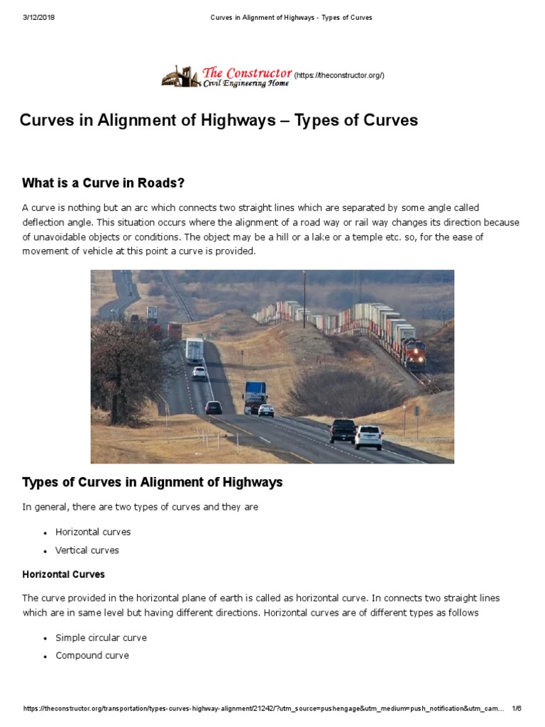 Curves in Alignment of Highways - Types of Curves | PDF | Geometry ...