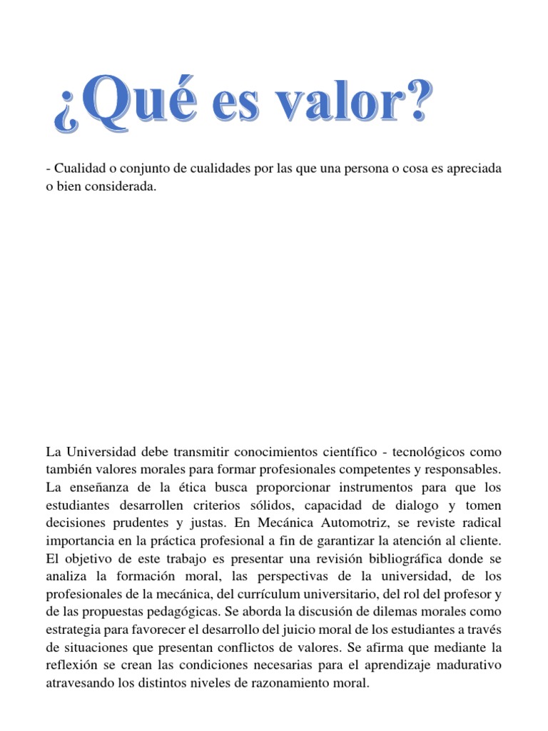 Que Es Valor | PDF