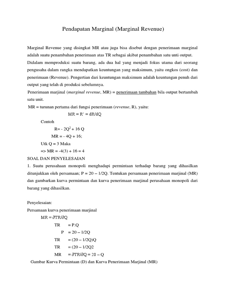 Pendapatan Marginal | PDF