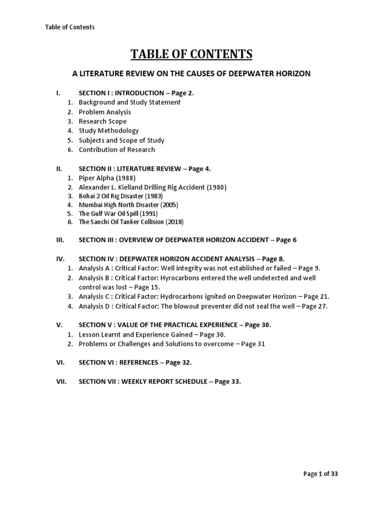 A Literature Review On The Causes of Deepwater Horizon | PDF | Casing ...