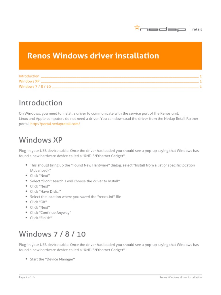 Renos Windows Driver Installation-V4-20170412 - 1633 | PDF | Device Driver | Installation ...