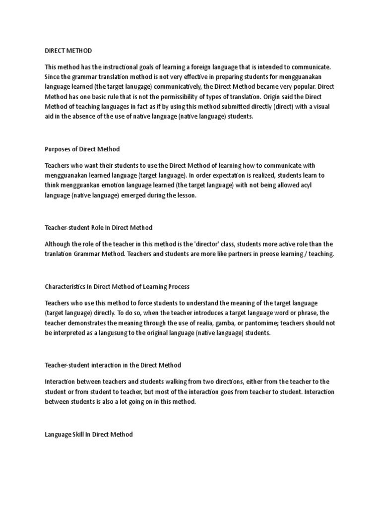 Direct Method | PDF | Second Language | Teachers