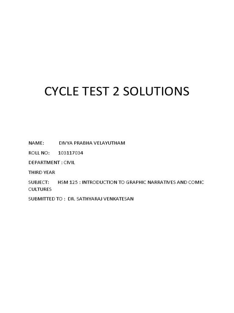 Cycle Test 2 Solutions | PDF | Comics | Emotions