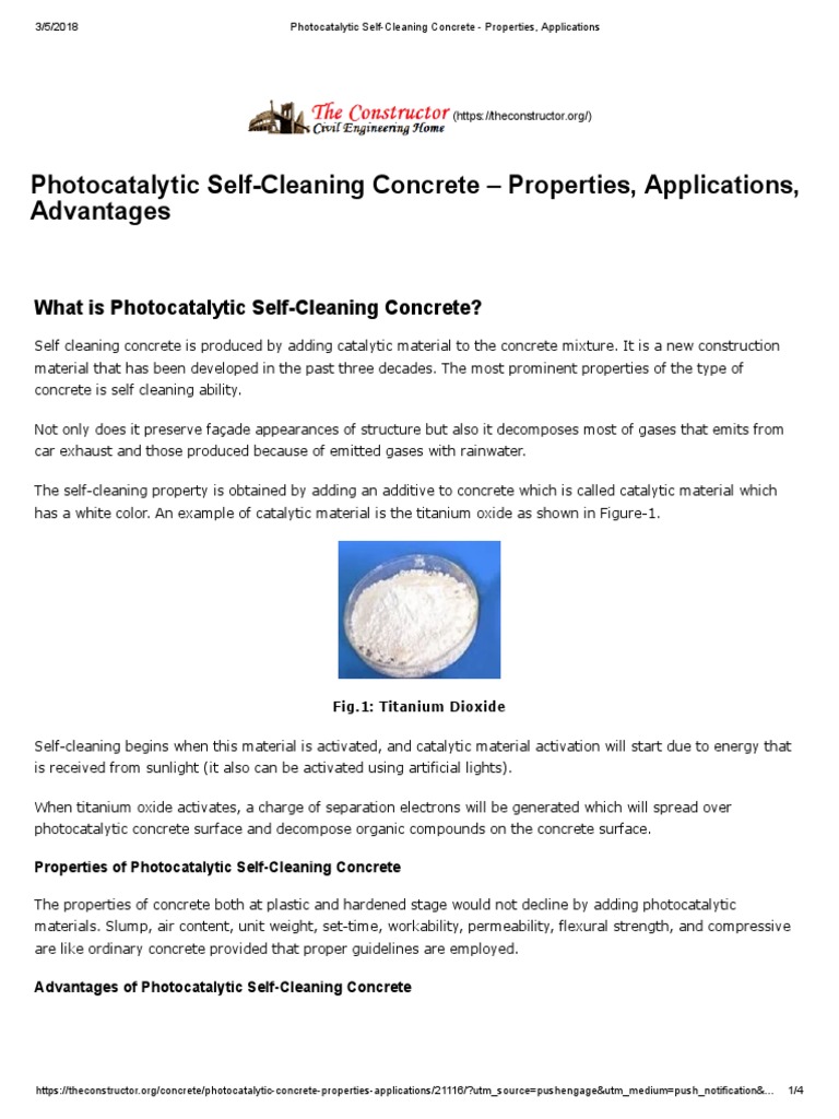 Photocatalytic Self-Cleaning Concrete Insights | PDF | Road Surface ...