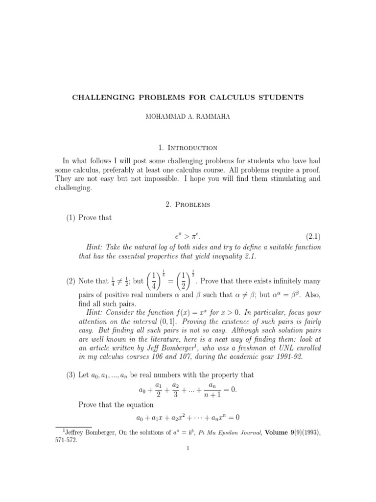 Challenging Calculus Problems | PDF | Integral | Function (Mathematics)