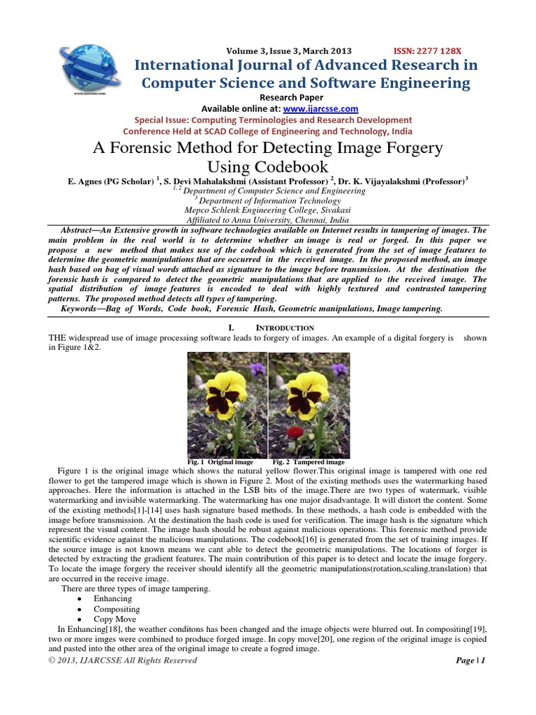A Forensic Method For Detecting Image Forgery Using Codebook | PDF ...