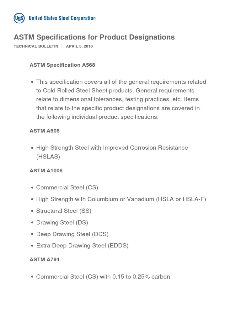 ASTM Specifications For Product Designations | PDF