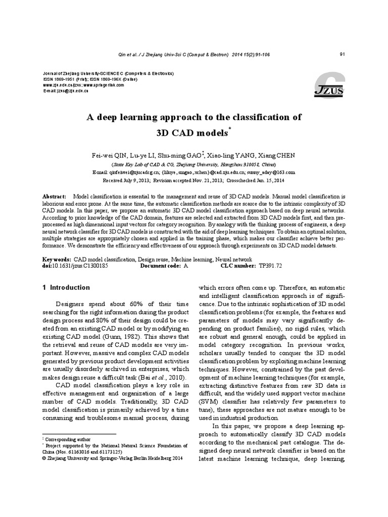 A Deep Learning Approach To The Classification of 3D CAD Models | PDF ...