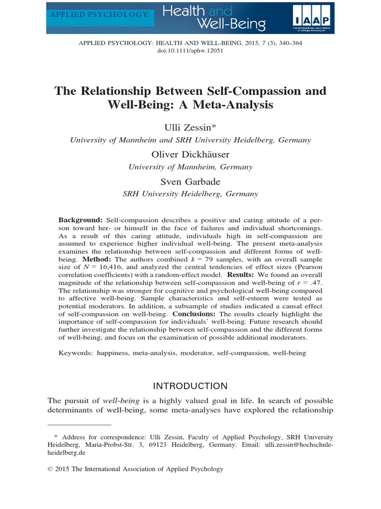 The Relationship Between Self-Compassion and PDF | PDF | Effect Size ...
