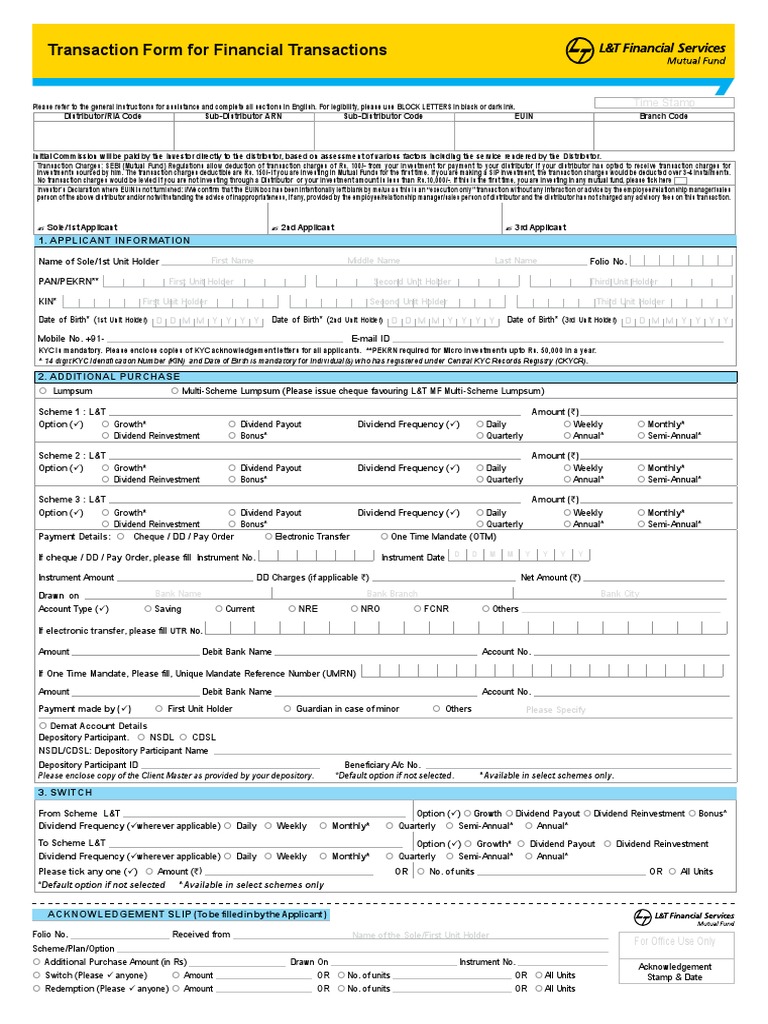 Transaction Form For Financial Transactions - CL04059 | PDF | Cheque ...
