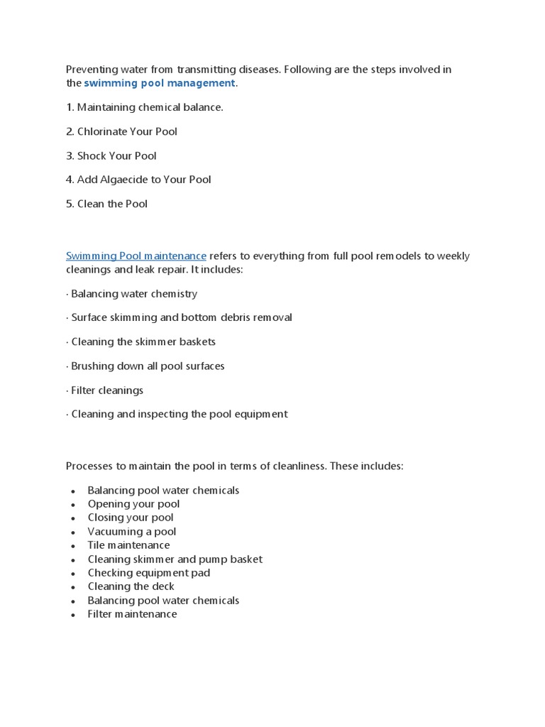 Pool Maintenance | PDF