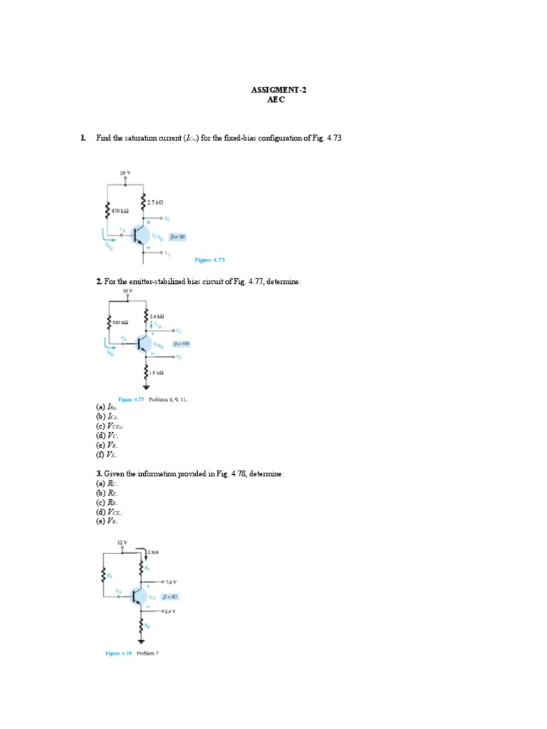 AEC Assignment 2: Bias Circuit Calculations | PDF | Science & Mathematics