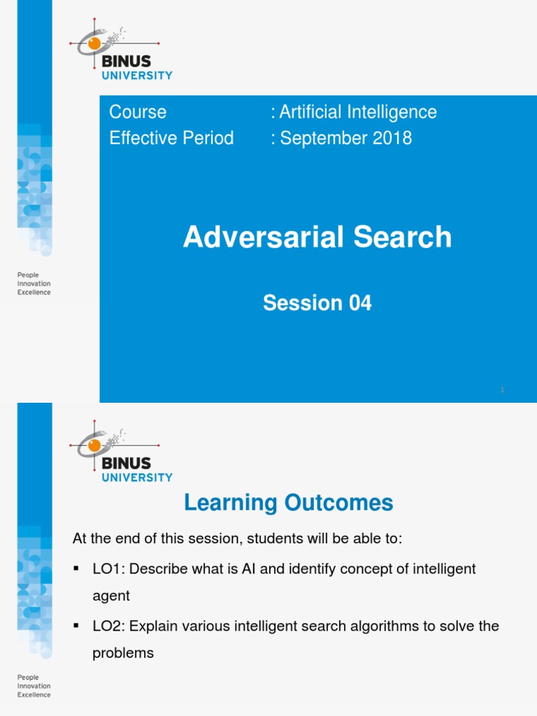 Adversarial Search Course Artificial Intelligence Effective Period September 2018 Download 