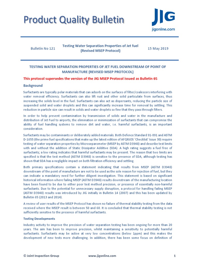 Bulletin 121 Testing Water Separation Properties of Jet Fuel Revised ...
