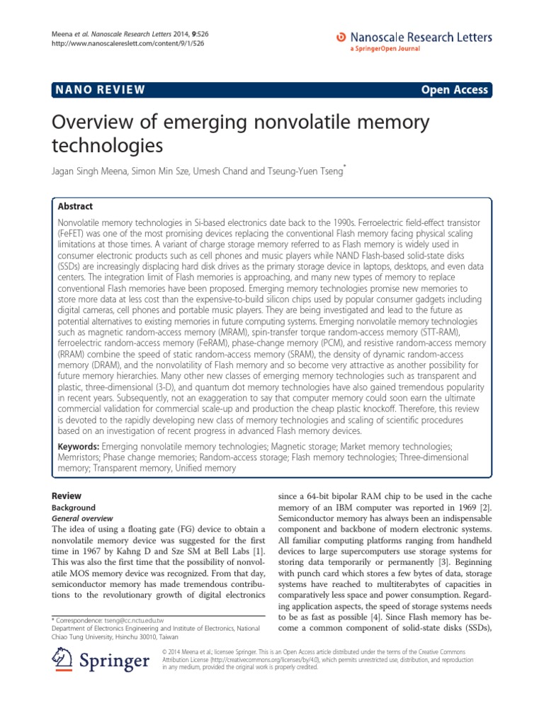 Overview of Emerging Nonvolatile Memory Technologies: Nanoreview Open ...