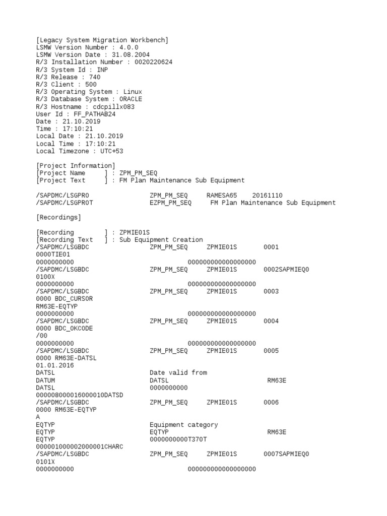 LSMW Inp ZPM PM Seq | PDF | Data Management | Computer Data