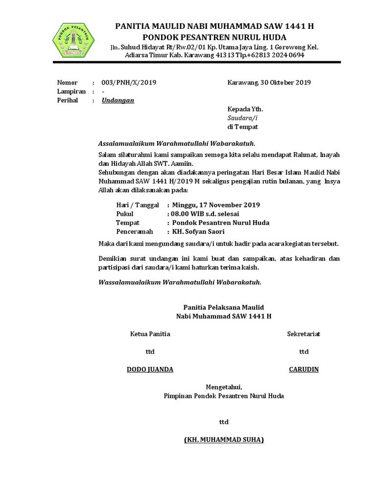 Undangan Peringatan Maulid Nabi 1441 H | PDF