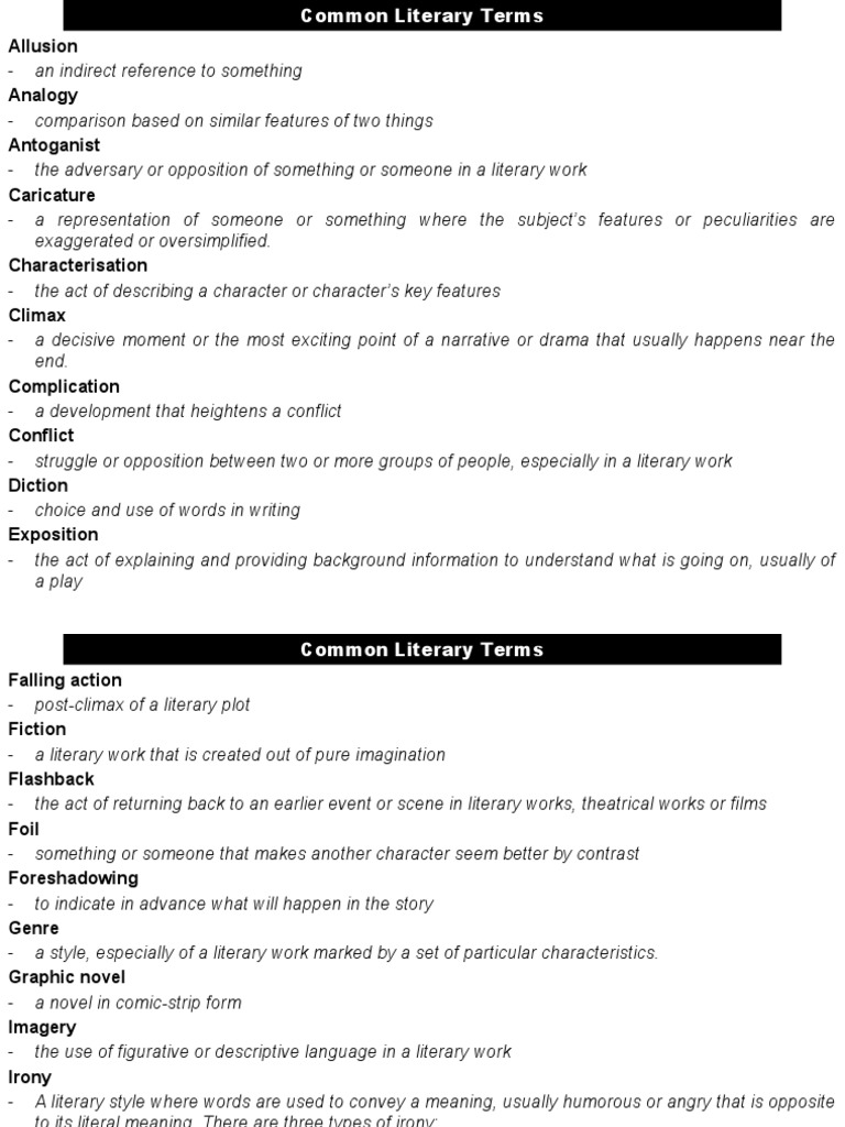 Essential Literary Terms Explained | PDF | Plot (Narrative) | Narrative