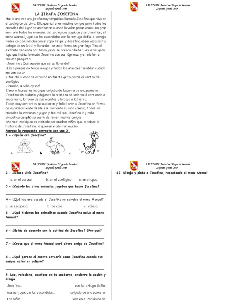 La Jirafa Josefina: Cuento y Actividades | PDF | Ocio