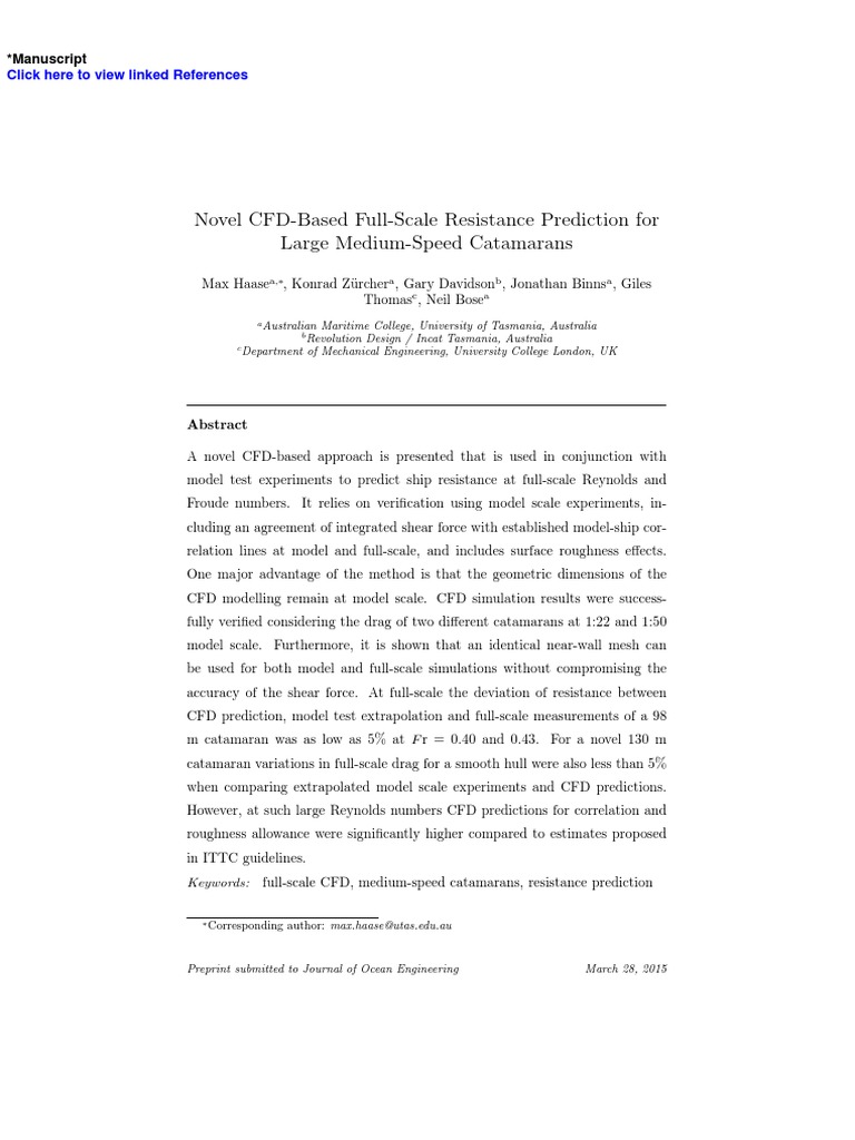 Novel CFD-Based Full-Scale Resistance Prediction For Large Medium-Speed ...
