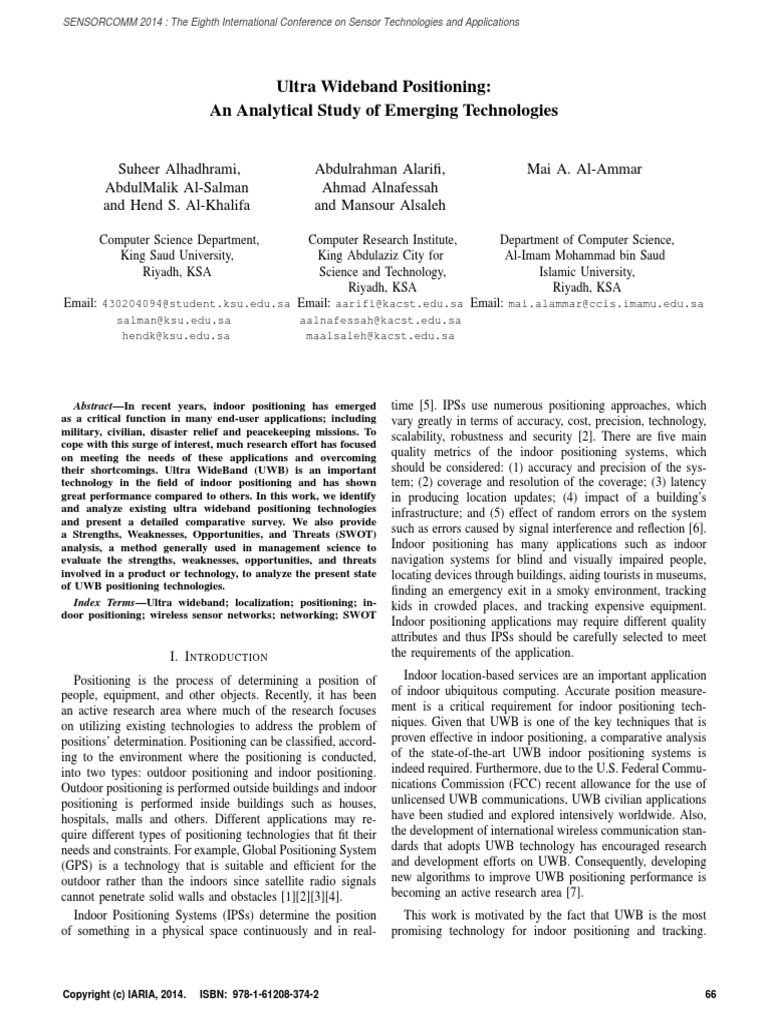 Sensorcomm 2014 3 30 10103 | PDF | Ultra Wideband | Electromagnetic ...