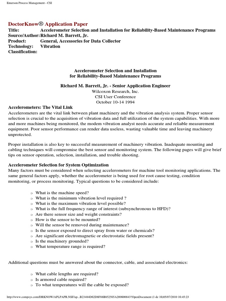 Accelerometer Selection And Installation Pdf Coaxial Cable Amplifier