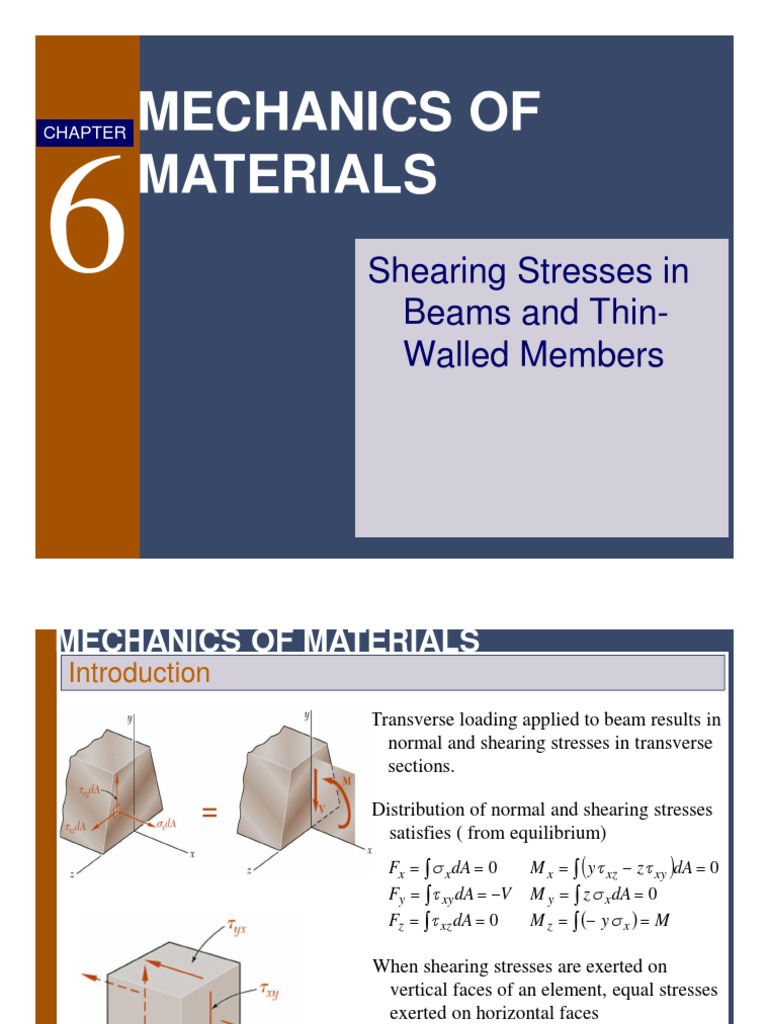 Shearing Stresses In Beams And Members Pdf Beam Structure