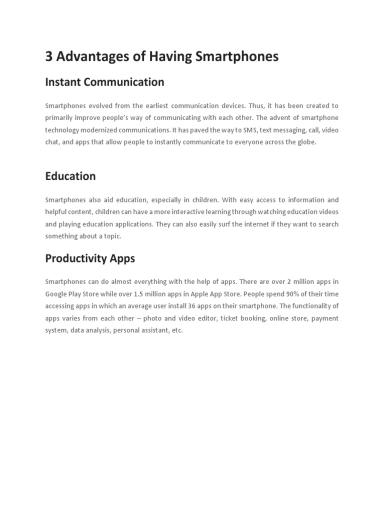 Pros and Cons of Smartphones | PDF