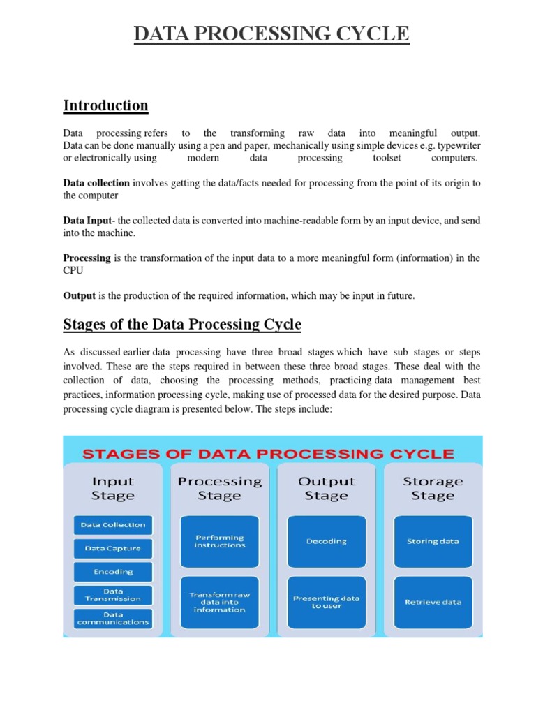 Data Processing Cycle | PDF | Data | Input/Output