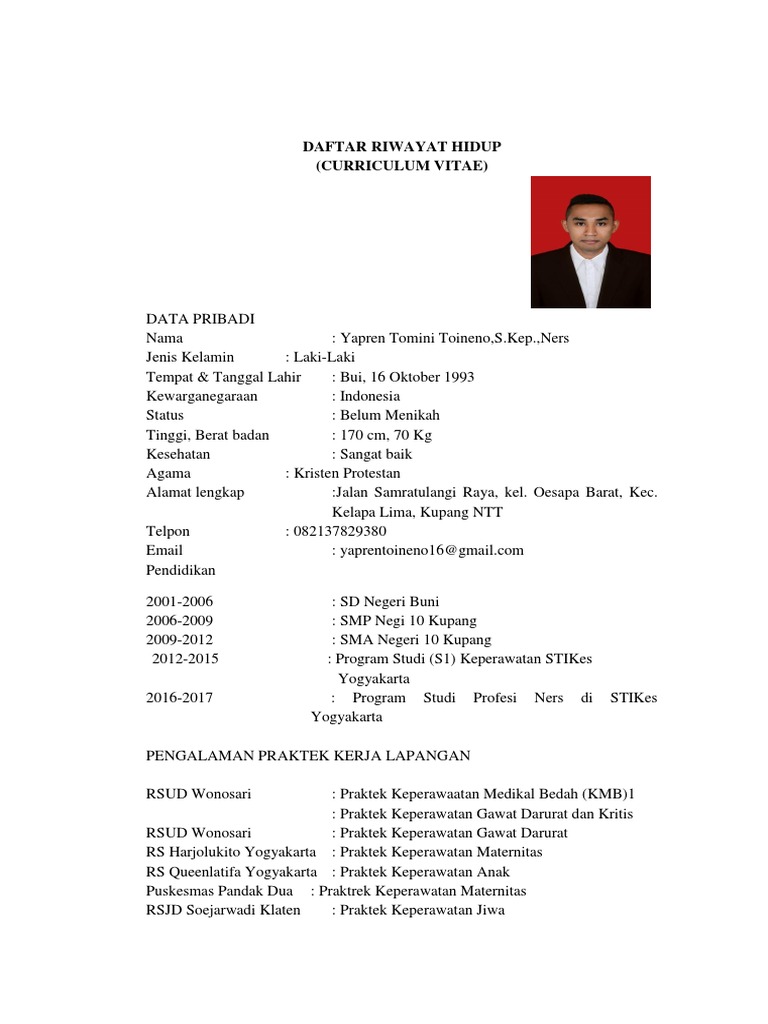 Daftar Riwayat Hidup (Curriculum Vitae) | PDF