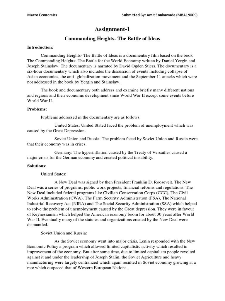 Commanding Heights: The Battle For Ideas | PDF | New Deal | Soviet Union
