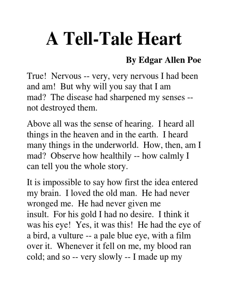 A Tell-Tale Heart: by Edgar Allen Poe | PDF