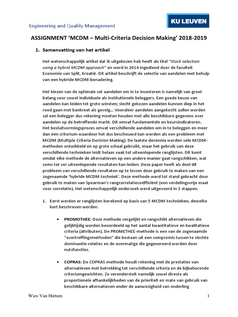 MCDM - Multi-Criteria Decision Making | PDF