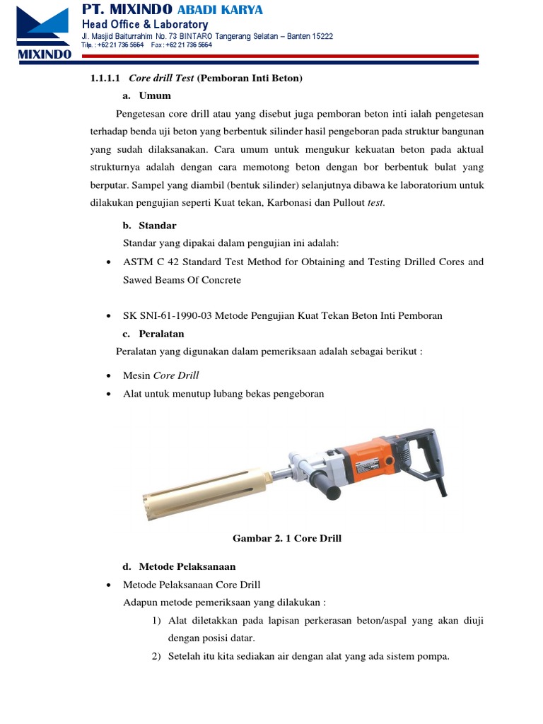 Metode Kerja Core Drill | PDF