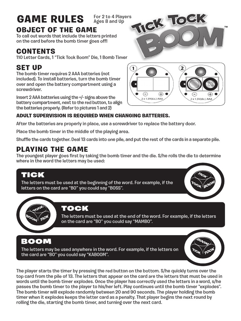 Tick Tock Boom Instructional Manual PDF | PDF | Leisure