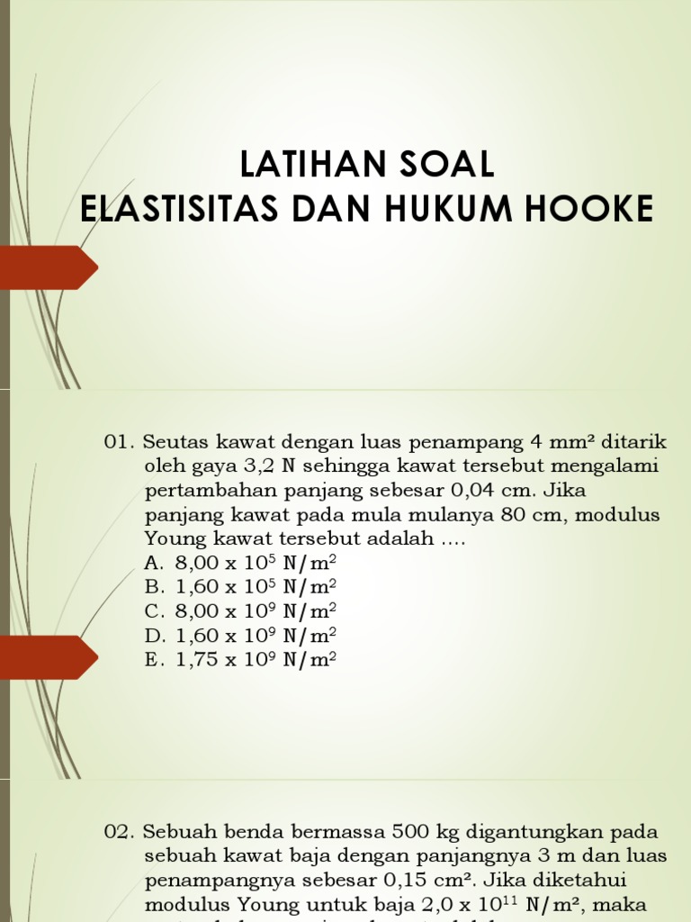 Latihan Soal - Elastisitas Dan Hukum Hooke | PDF