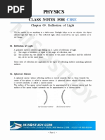 Class 10 CBSE Light Notes | PDF | Reflection (Physics) | Mirror